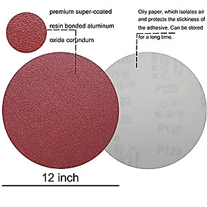 Sackorange 18 PCS 12" PSA Sanding Discs - 3 Each of 80, 100, 120, 180, 240, 400 Grit - 12 Inch Sandpaper Discs with PSA Self Adhesive for Drywall, Floor, Woodworking, Auto for Power Sander