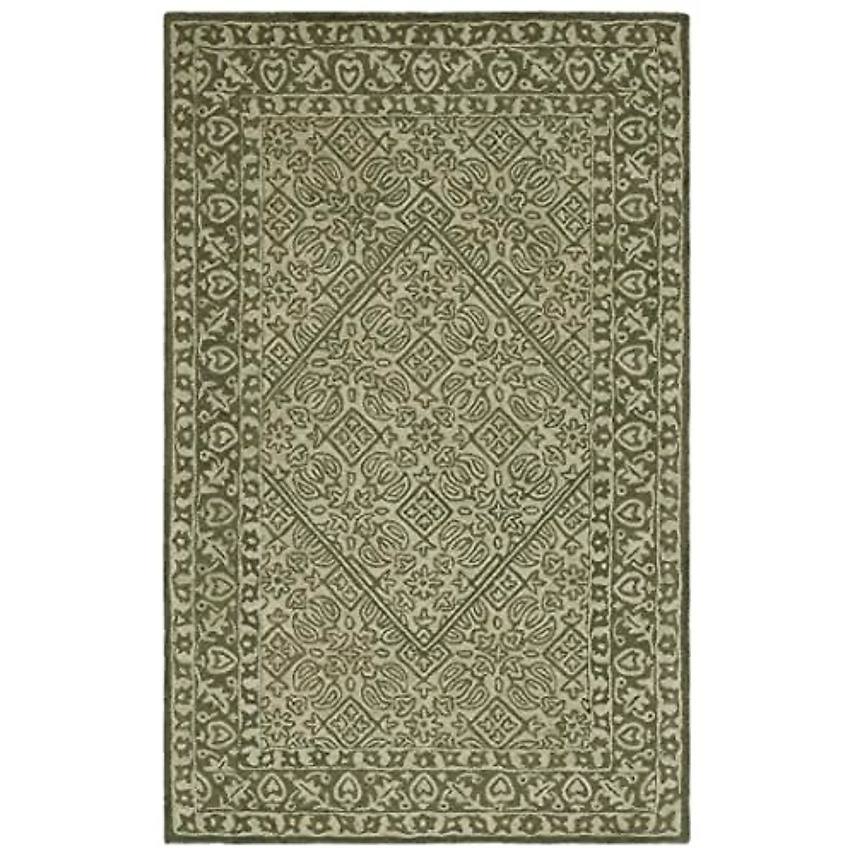 Safavieh Dip Dye Collection Area Rug - 5' x 8', Green, Handmade Oriental Diamond Wool, Ideal for High Traffic Areas in Living Room, Bedroom (DDY151Y)