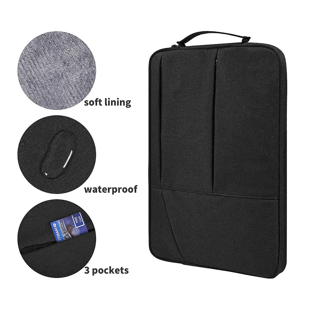 Graphics Drawing Tablet Carry Case with Artist Glove Compatible for Wacom Intuos Pro PTH660 Medium Case Huion H1060P, H950P, HS610, Xp-Pen Deco 01 V2, Ugee M708 and VEIKK A30 (Black)