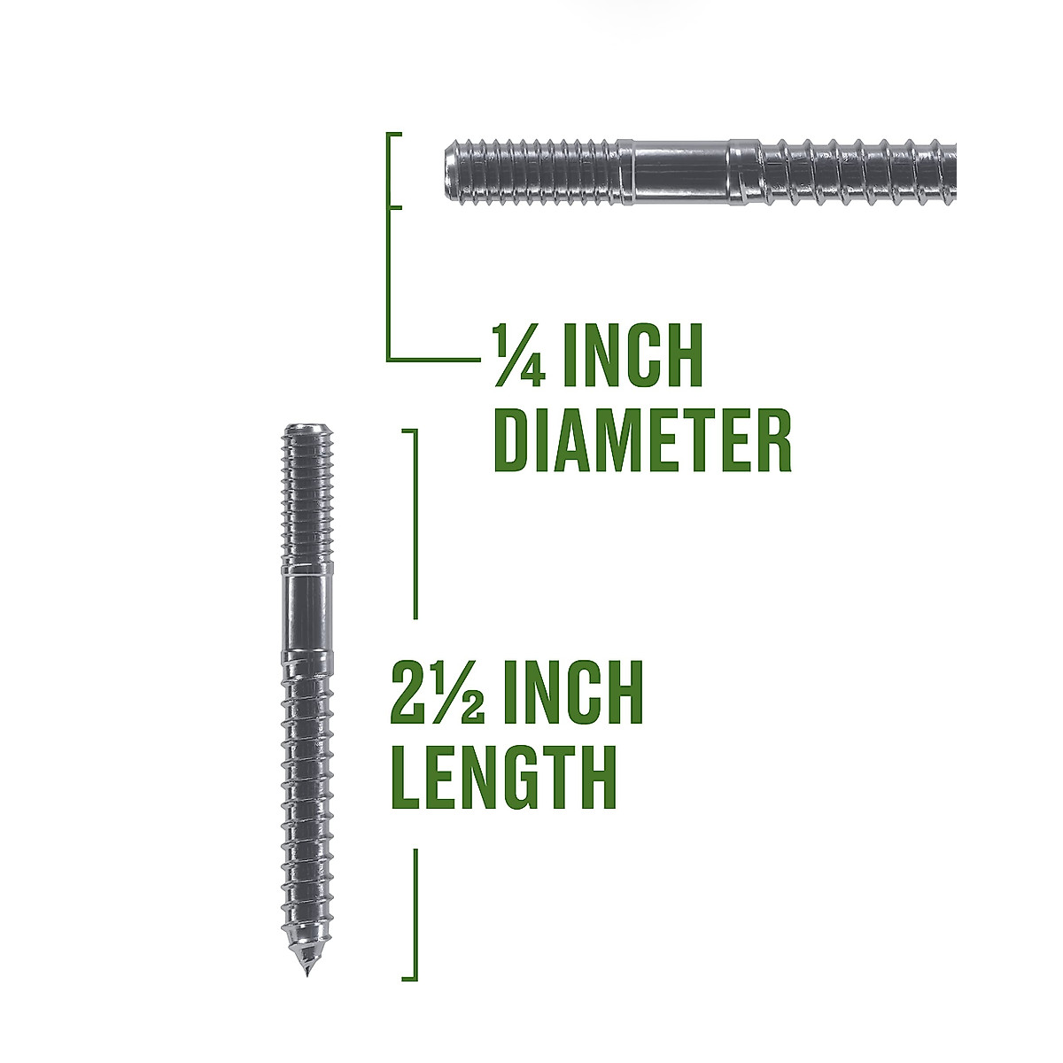 Hillman Group Hanger Bolt, Hurricane Hardware, 25 Pieces, Rust-Resistant, Durable, Headless Fasteners, (1/4" x 2 1/2") Stainless Steel (707316)