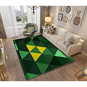 Triforce Quest Green Area Rugs Non-Slip Floor Mat Doormats Home Runner Rug Carpet for Bedroom Indoor Outdoor Kids Play Mat Nursery Throw Rugs Yoga Mat