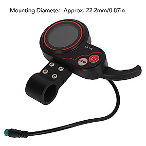 Natudeco E-Bike LCD Screen ABS Electric Bicycle LCD Display Meter with 5P Connector 24V 36V 48V 60V Control Waterproof Panel for 22.2mm Electric Scooter