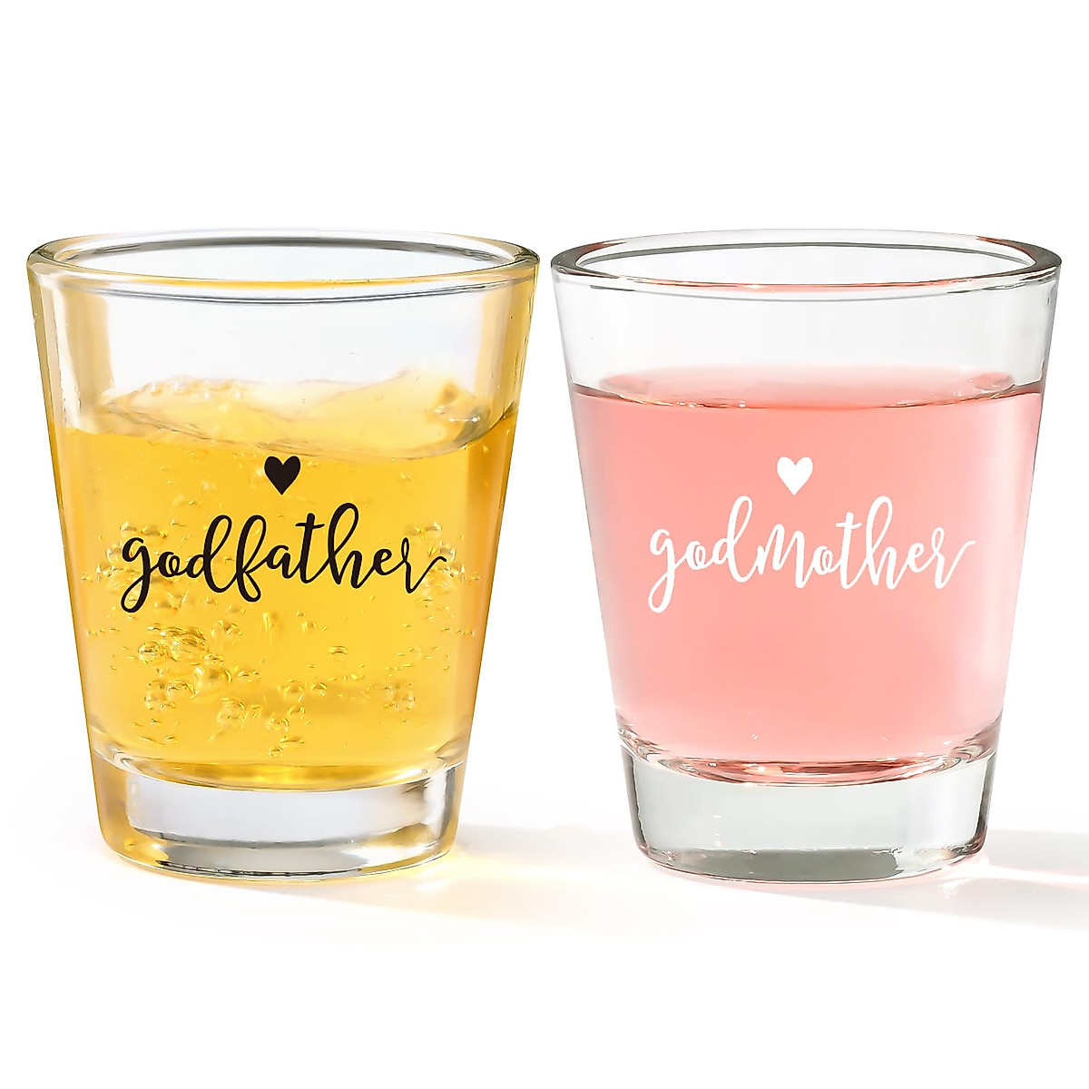DAZLUTE Godparents Proposal Gift, 2 OZ Godfather Godmother Shot Glasses Set of 2, Godmother Proposal Gifts, Mother's Day Father's Day Birthday Christmas Baptism Gifts for Godparents from Godchild