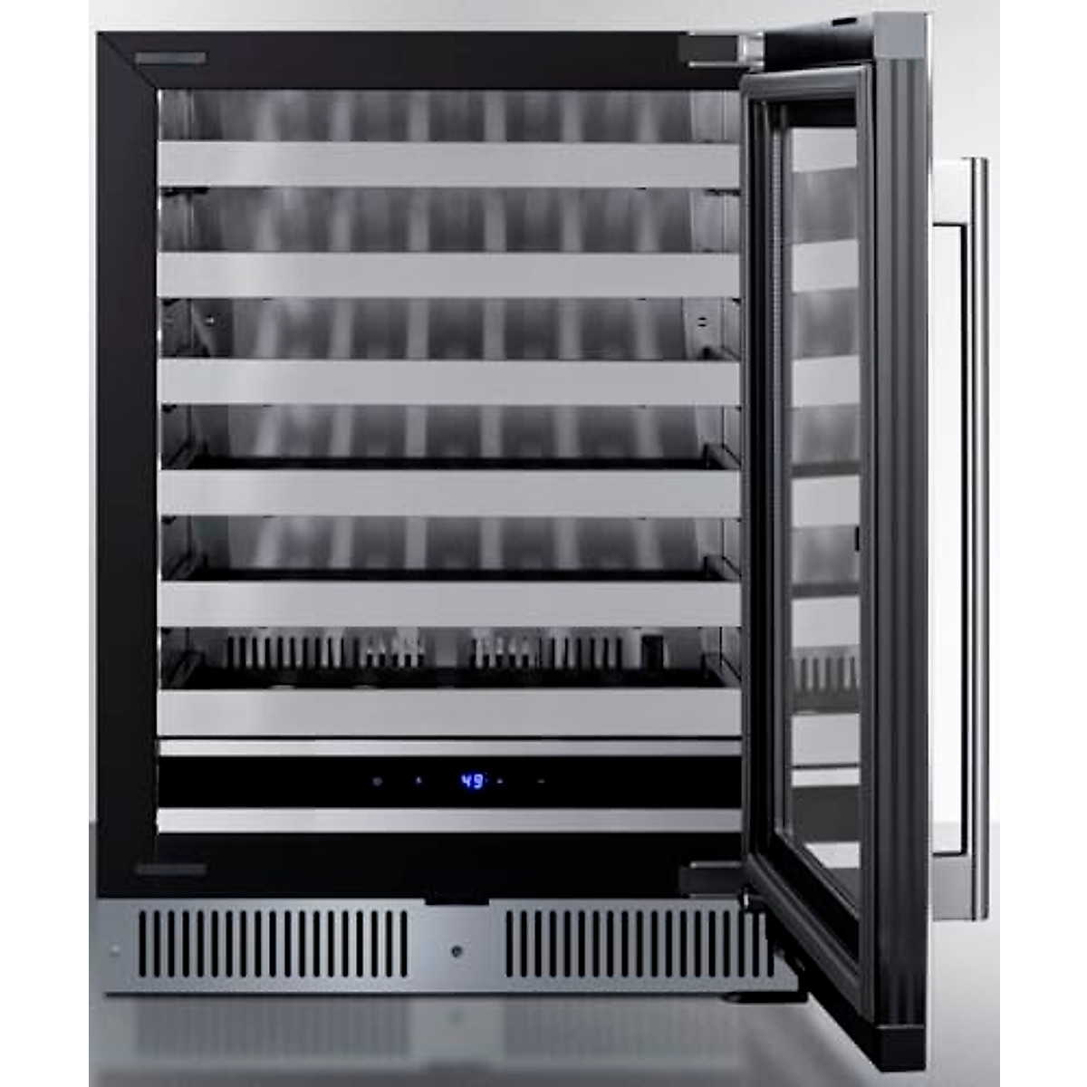 Summit 24 Inch Wine Cellar Shallow Depth Wine Refrigerator, Dimmable LED Light, Lock, Commercial or Residencial Use- SDHW2442(RHD, Stainless Steel)