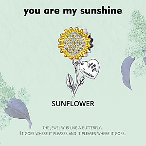 MUERDOU Sunflower Charm fit Charms Bracelets Necklaces AAA Zircon Paved Gold Plated Charm Birthday Gifts for Women