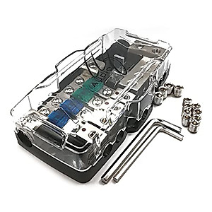 TTZ Audio ANL Fuse Distribution Block, Extra Screw Set, 2 Allen Keys, 2 Extra ANL Fuses 2 x 0GA/4GA to 4 x 4GA/8GA