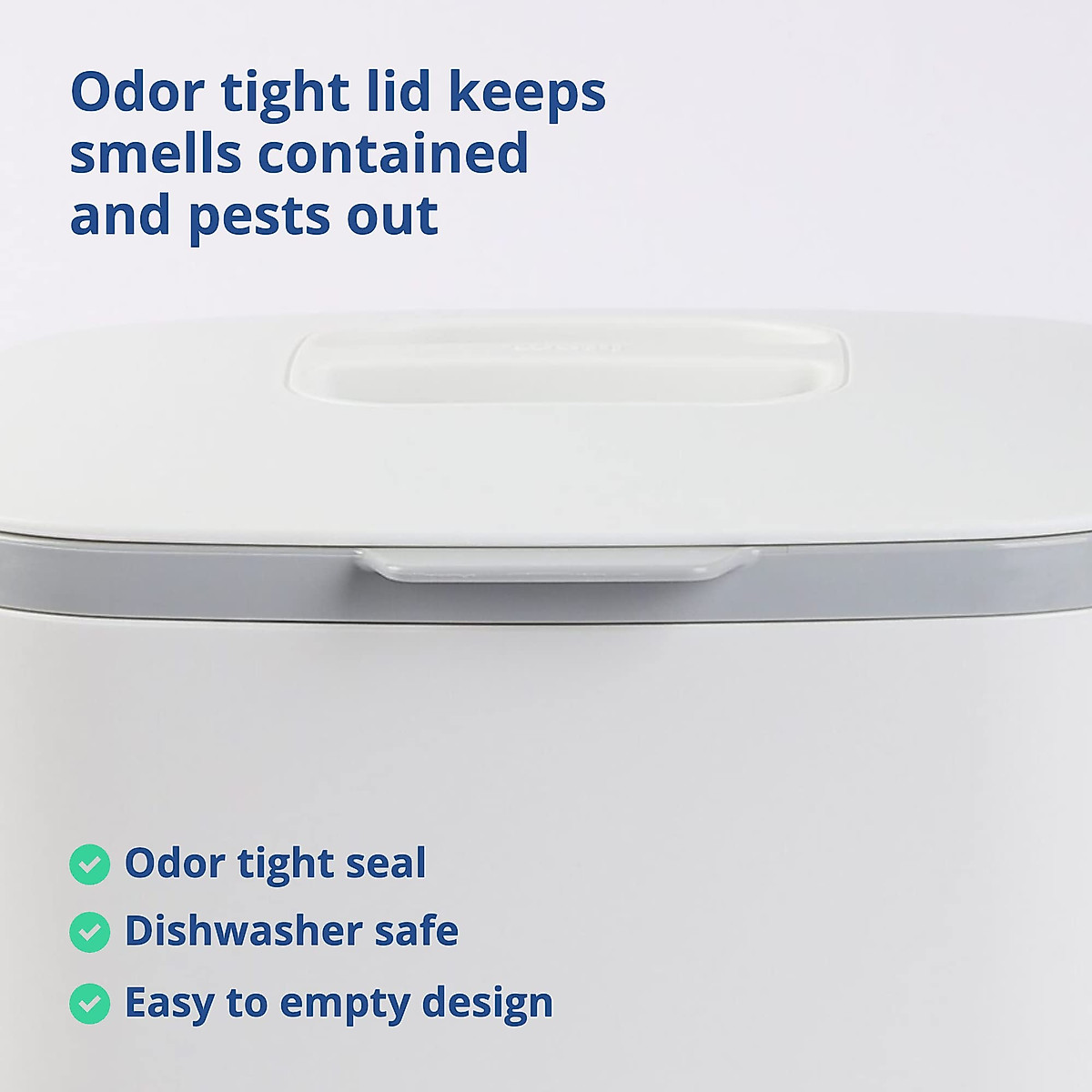 BLUE GINKGO Kitchen Compost Bin - Easy Clean Food Waste Bin for Kitchen with Handles | Countertop Compost Bin Kitchen Food Scrap Pail Bucket | Made in Korea (1.32 gal, 5 L) - White