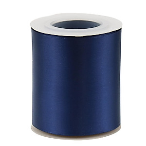 DINDOSAL Navy Ribbon 3 Inch Double Faced Satin Ribbon Thick Navy Blue Ribbon for Wedding Decor, Chair Sash, Gift Wrapping, Party Favor, Flower Arrangement, Craft Supplies, Bows - 10Yards