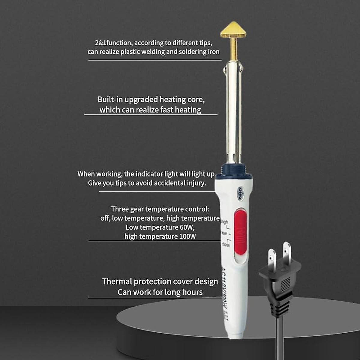 Plastic Welder, 110V/100W Plastic Welding Kit, Plastic Soldering kit for Bumper Kayak Repair-With 100 Rods,3 Tips,6 Wire Mesh,1 Volume Tin Wire,2 Sandpaper,1 Stand,1 Metal Brush,1 Screwdriver (White)