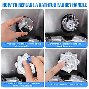 Shower Knob Replacement, Clear Hot and Cold Bathtub Faucet Handles with Button Bathroom Faucet Knobs Replacement Compatible with Delta Foundation/Peerless Classic