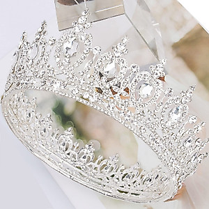 COCIDE Queen Crown for Women Crystal Tiara and Crown for Girl Rhinestones Hair Accessories for Wedding Bride Birthday Party Prom Bridal Bridesmaid (Silver)