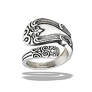 Vintage Victorian Spoon Fashion Classic Ring Stainless Steel Band Size 6