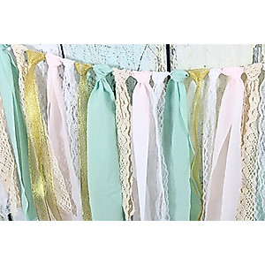 Lace Tassel Garland Fabric Garland Rag Tie Garland Shabby Chic Blush Banner Wedding Backdrop Wedding Decor Baby Shower Party Decor Home Decor Wall Hanging Boho Decor Fall Decor Birthday Banner