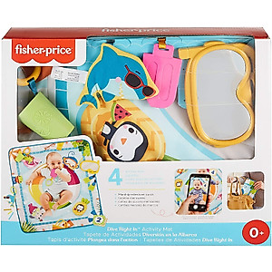 Fisher-Price Dive Right in Activity Mat, Pool-Themed playmat with 4 Toys for Newborn Baby