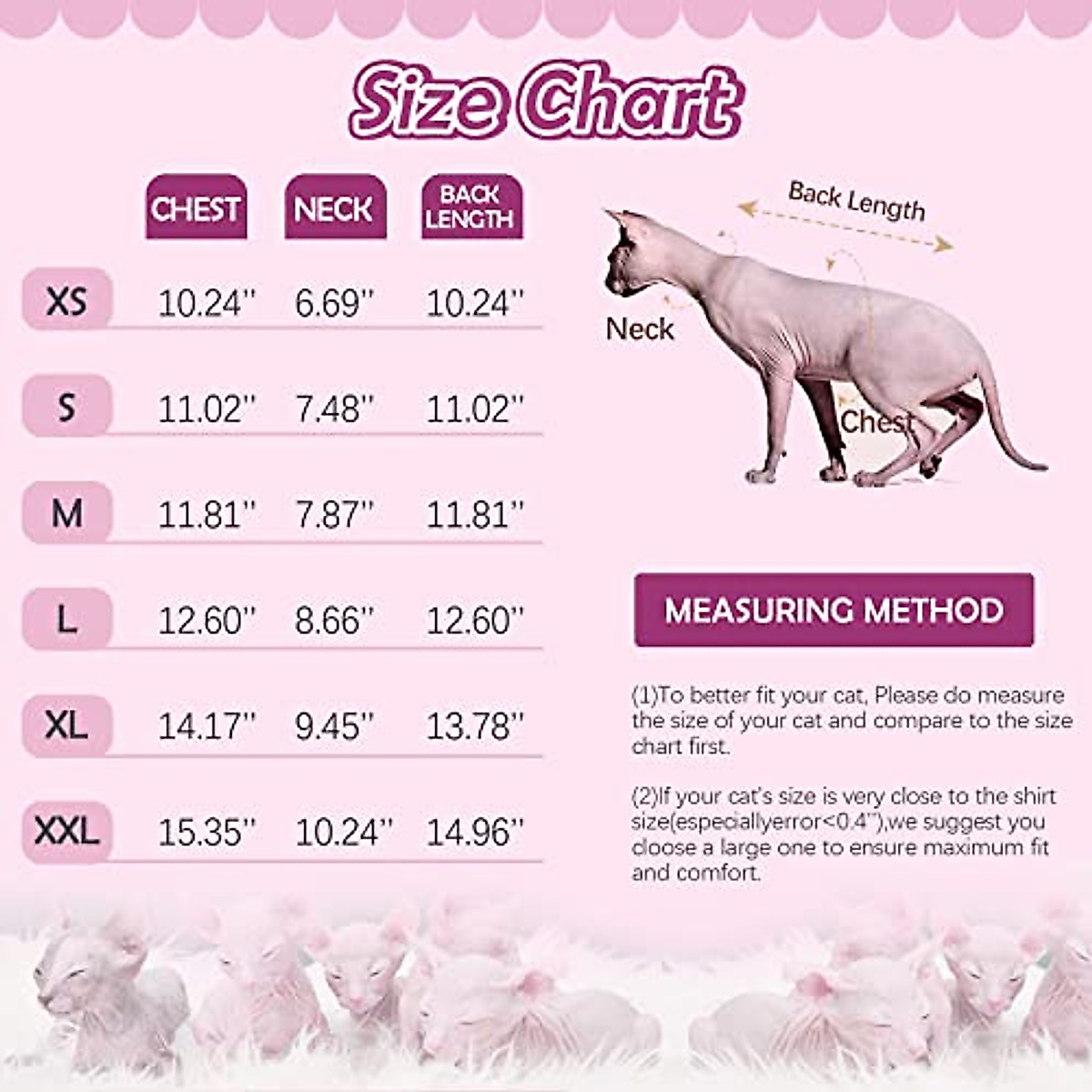 DENTRUN Sphynx Hairless Cats Shirt Pullover Kitten T-Shirts, Breathable Cat Wear Turtleneck Sweater Adorable Cat's Clothes Vest Pajamas Jumpsuit