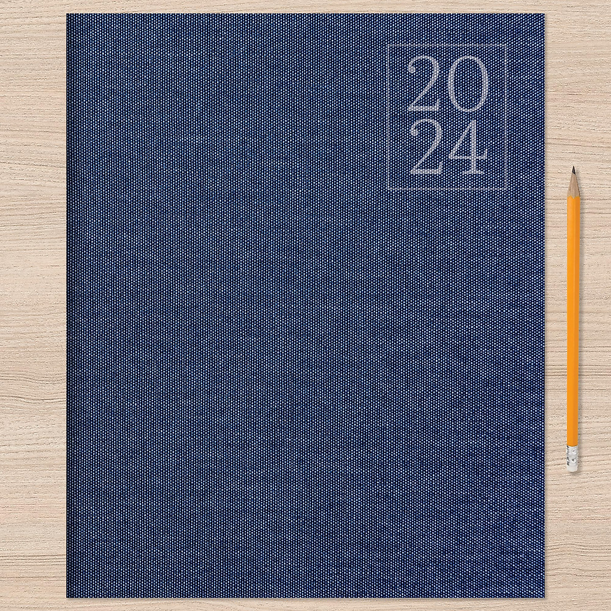 TF PUBLISHING 2024 Denim Large Monthly Planner | 2 Page Spreads with Large Calendar Grid and Inspirational Planning Prompts | 12 Month Calendar for School and Work | 9"x11"