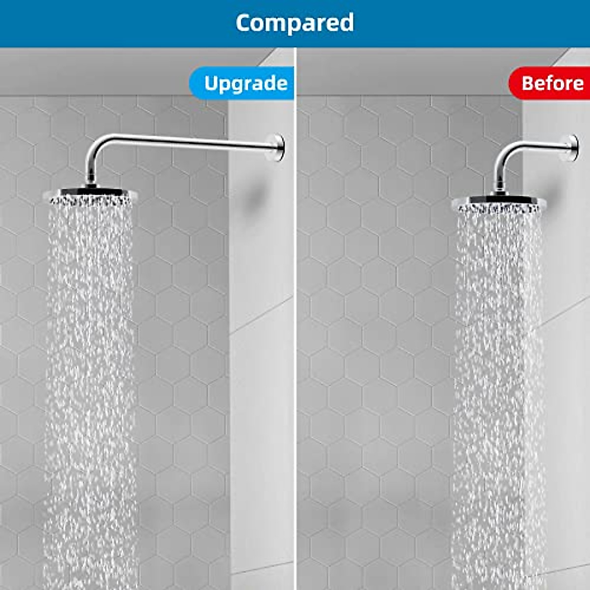 Hibbent 16 Inch All Metal Shower Extension Arm, Extra Long Shower Arm with Flange, Stainless Steel Rainfall Shower Arm Water Outlet, Wall Mounted Shower Head Extender Arm, Chrome