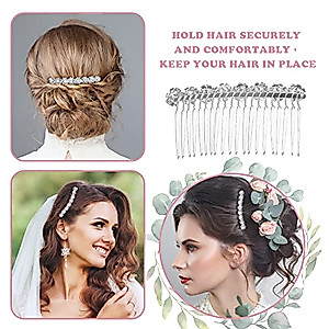 Lusofie Rhinestone Hair Accessories: 4Pcs Bridal Hair Pieces with Crystal Silver Combs, Side Clips for Wedding