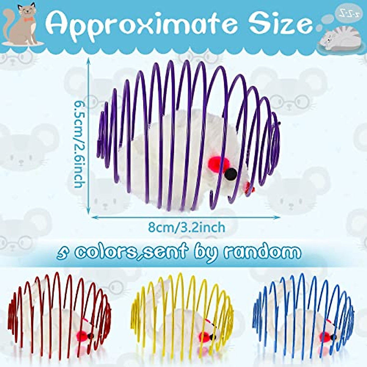 5 Pcs Cat Spring Balls Stretchable Cat Springs Toys Interactive Cat Toys Rolling Cat Balls Colorful Playful Coils Spring Action Toy Caged Rats for Kitten Cat Pet Supplies Indoor Play, Random Color