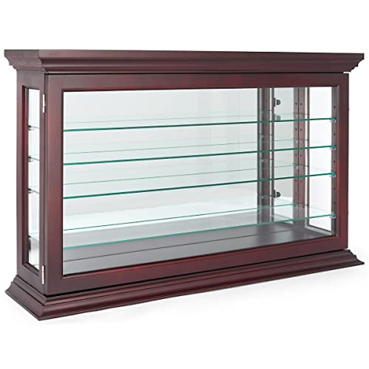 Displays2go 34" Countertop/Wall Mount Display Case, Adjustable Shelves, Locking - Mahogany (DCC3422MH2)