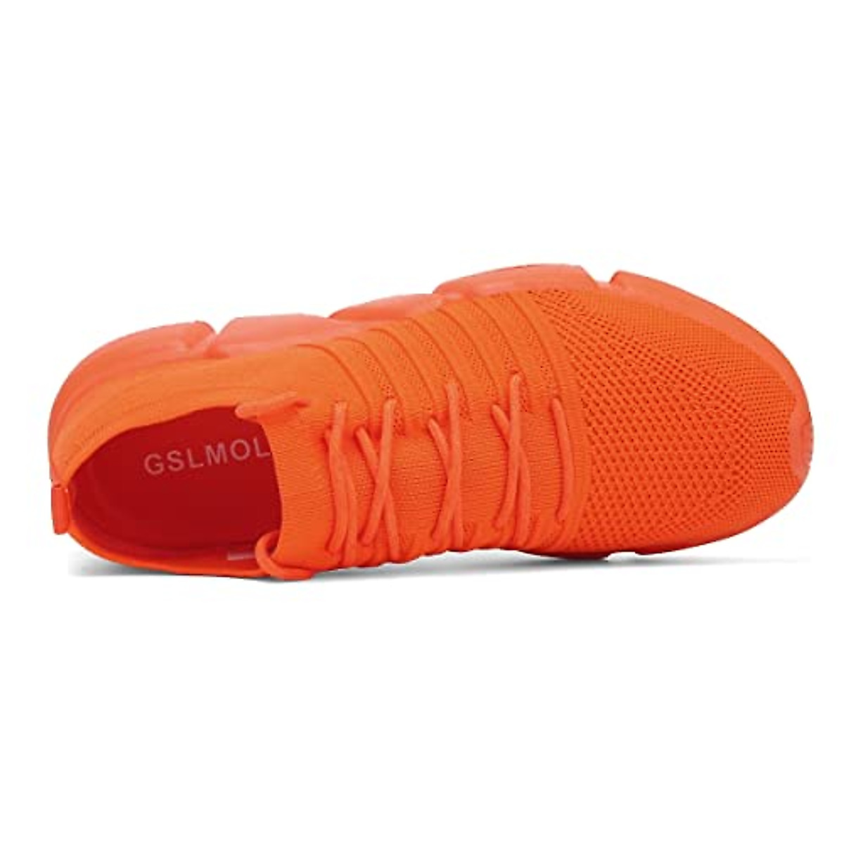 GSLMOLN Mens's Women's Gym Shoes Knitted Fashion Slip on Sneakers Lightweight Breathable Athletic Shoes Fashin Tennis Sport Shoes Orange M 10.5/W 12.5
