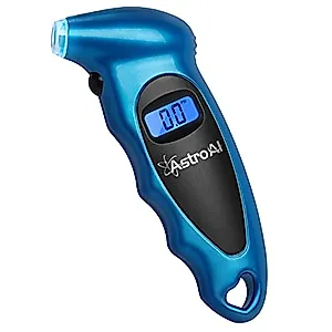 AstroAI Digital Tire Pressure Gauge 150 PSI 4 Settings for Car Truck Bicycle with Backlit LCD and Non-Slip Grip Car Accessories, Blue