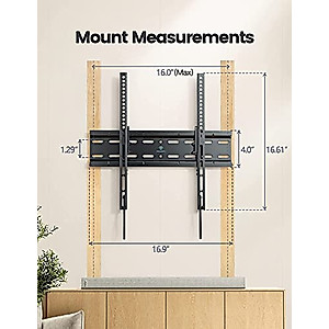 PERLESMITH Tilting TV Wall Mount Bracket Low Profile for Most 23-60 inch LED LCD OLED, Plasma Flat Screen TVs with VESA 400x400mm Weight up to 115lbs, Fits 16" Wood Stud