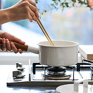 365methods YY-16S.Y Single-Handed Pot, Sauce Pan, Enamel, 6.7 inches (17 cm), Induction Compatible, Yellow