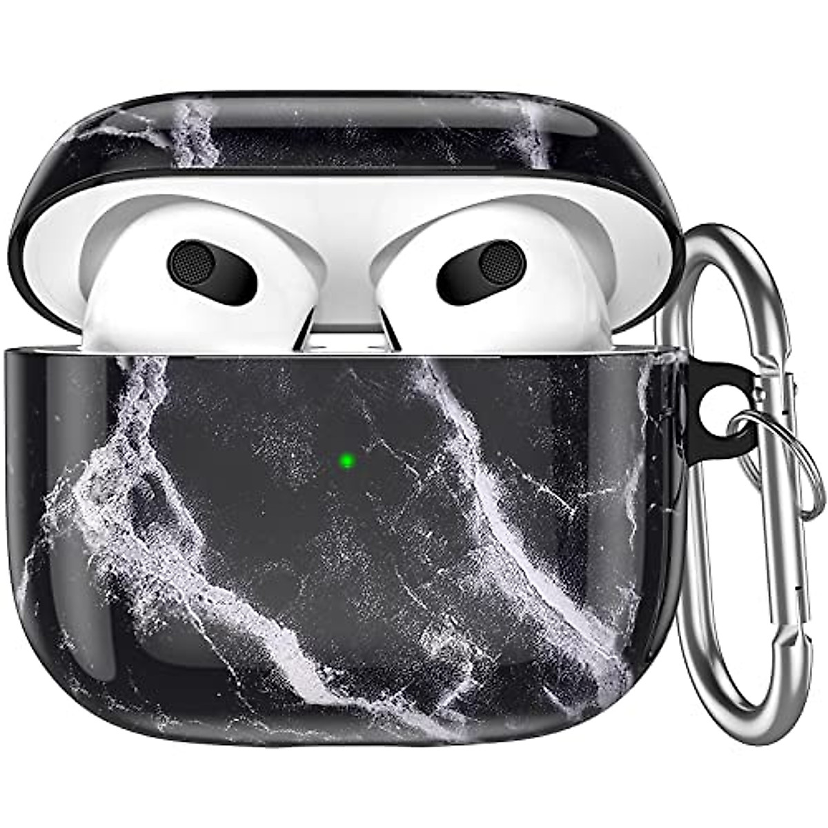 DGege Compatible with AirPods 3rd Generation Case Cover, Cute Print Protective Skin with Keychain Accessories Compatible for Apple Airpods 3 Case 2021 Released for Women/Men Girl/Boy, Black Marble