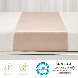 PROMEED 100% Mulberry Silk Crib Sleeve for Baby Hair Loss Prevention, Premium 23 Momme Natural Silk Bassinet Slip for Bassinets/Cradles/Cots/Cribs (Champagne)