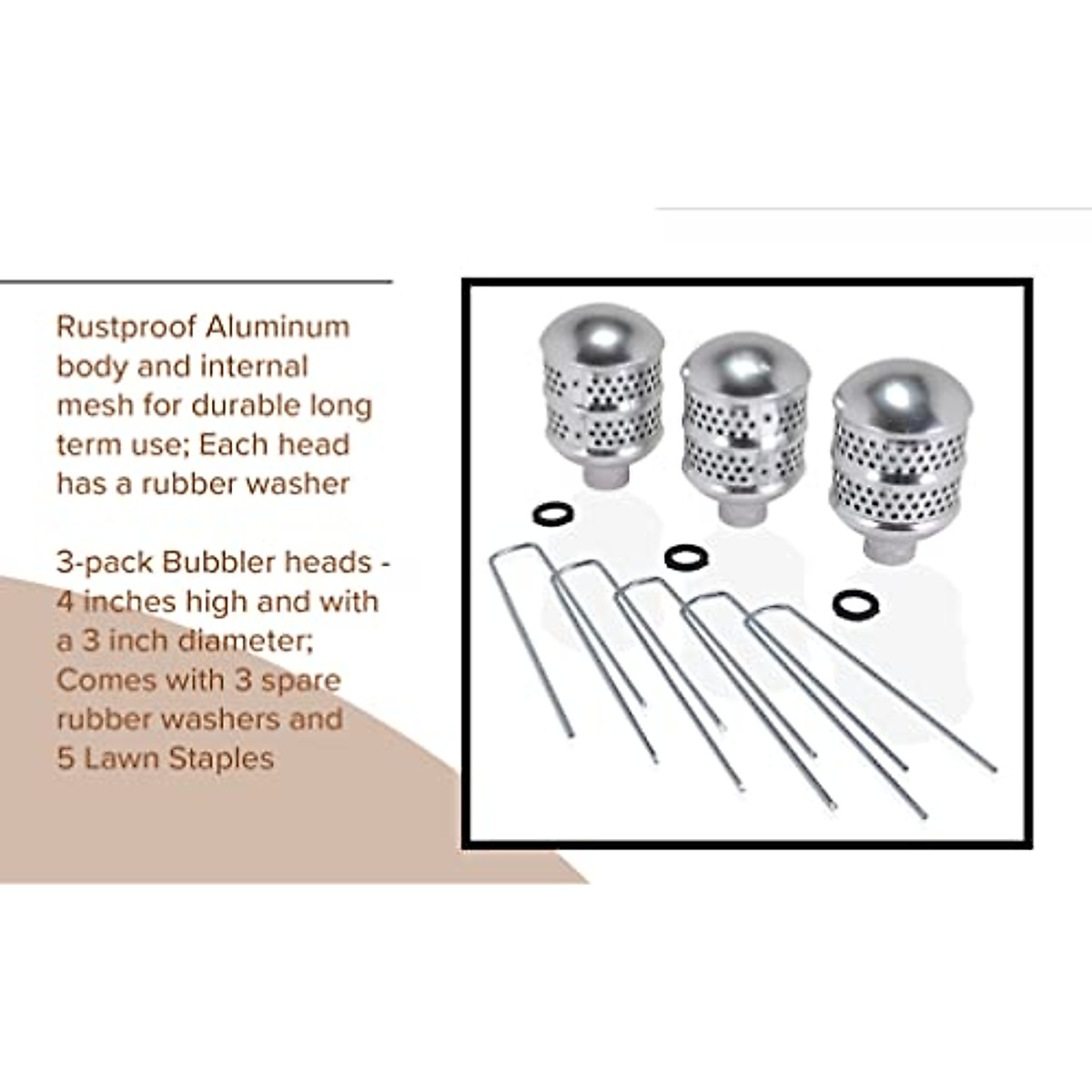 PATSONᵀᴹ 3 Pack Aluminum Bubbler Sprinkler Heads for Drip Irrigation Comes with 3 Spare Rubber Washers - Bubbler Dripper Bulb Gentle Watering System Soaker for use with Garden Hose