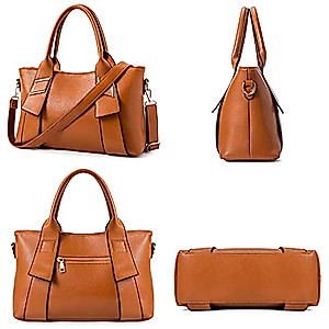 TIBES Fashion Synthetic Leather Handbag Messenger Bag for Women Brown Purse
