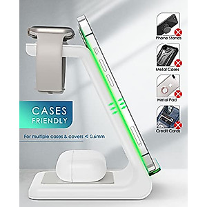 Wireless Charging Station,3 in 1 Fast Charging Station,Wireless Charger Stand for iPhone 14/13/12/11 Pro Max/X/Xs Max/8/8 Plus, AirPods 3/2/pro, iWatch Series 8/7/6/5/SE/4/3/2, and Samsung Phones