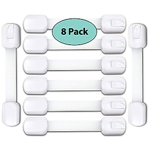 EliteBaby Baby Proofing Adjustable Child Safety Cabinet Locks, 8 Pack - Babylock Cabinet Latches to Baby Proof Cabinets, Drawers Locks | Child Safety Locks | No Drilling | 3M