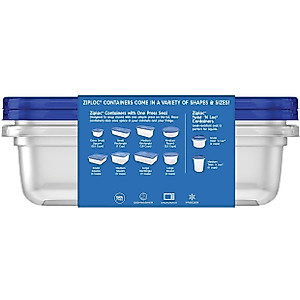 Ziploc Storage Containers Large Rectangle 2 Pack One Press Seal 2.25 QUART