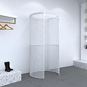 Clothing Store Fitting Room Frame, Portable Temporary Mobile Privacy Protection Dressing Room, Foldable Mall Simple Changing Room and Display Rack, 200x100cm (White Frame)