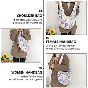 VALICLUD Hobo Bag Large Capacity Furry Handbag Shoulder Tote Bag Fluffy Purse Floral Flower Purse for Women