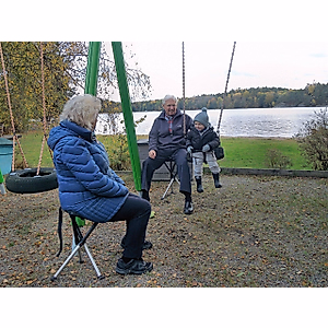 Walkstool - Basic Model - Black Color - 3 Legged Folding Stool in Aluminium - Height 20" to 24" - Maximum Load 330 to 385 lbs - Made in Sweden