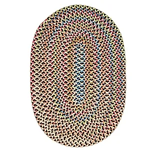 Super Area Rugs Roxbury American Made Braided Rug for Indoor Outdoor Spaces, Charcoal/Natural Multi, 4' X 6' Oval