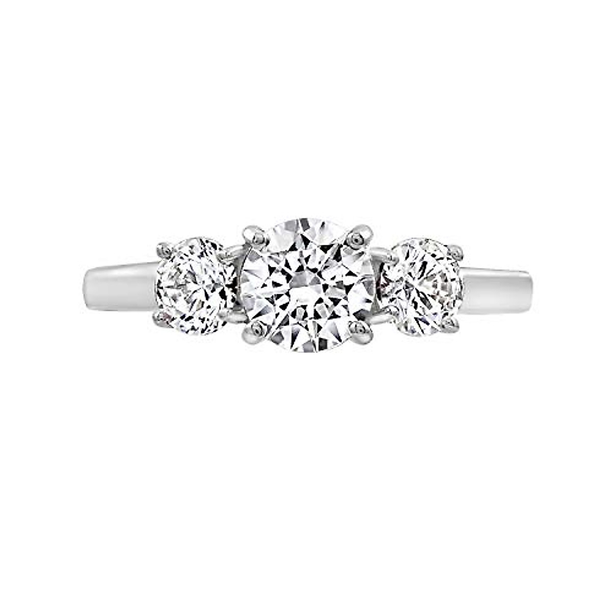 Amazon Essentials Platinum-Plated Sterling Silver Round 3-Stone Ring made with Infinite Elements Cubic Zirconia (2 cttw), Size 8 (previously Amazon Collection)