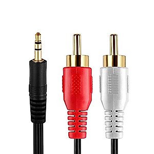 Cmple - 12FT 3.5mm to RCA Audio Stereo Cable, 3.5mm to 2-Male RCA Adapter Audio Cable, Y Splitter Design Stereo Audio RCA Male Cable, AUX Cord for Stereo Receiver Speaker Smartphone Tablet - 12 Feet