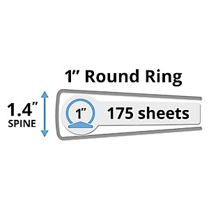 Avery Economy Binders with Round Rings & LABEL HOLDER - BLACK, 1", 1 Pack, Model:04301