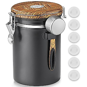 shoxil 22OZ Coffee Canister Coffee Bean Storage Airtight Containers Stainless Steel Kitchen Food Storage Container with Date Tracker and Scoop for Ground coffee, Beans, Tea, Sugar, Flour, Cereal