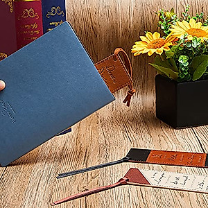 3 Pieces Christian Bookmarks for Women Men, Religious Bookmarks Father's Day Presents, Bible Cover Faux Leather Bookmakers with Inspirational Verse, Personalized Journal Markers (Simple Style)