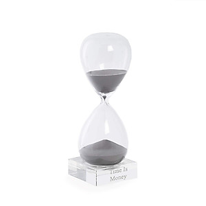 Custom Personalized 60 Minute Hourglass Sand Timer on Crystal Base (Grey)