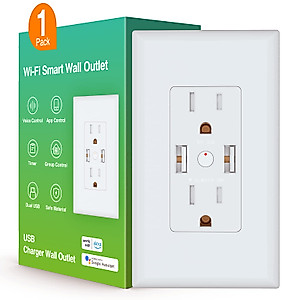 GHome Smart WO2-1 Smart Wall Outlet, White