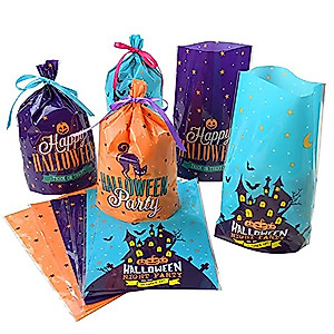 30 Pcs Halloween Plastic Bags in 3 Designs, Halloween Goodie Gift Bags Party Favors, Halloween Trick or Treat Bags, Event Party Supplies