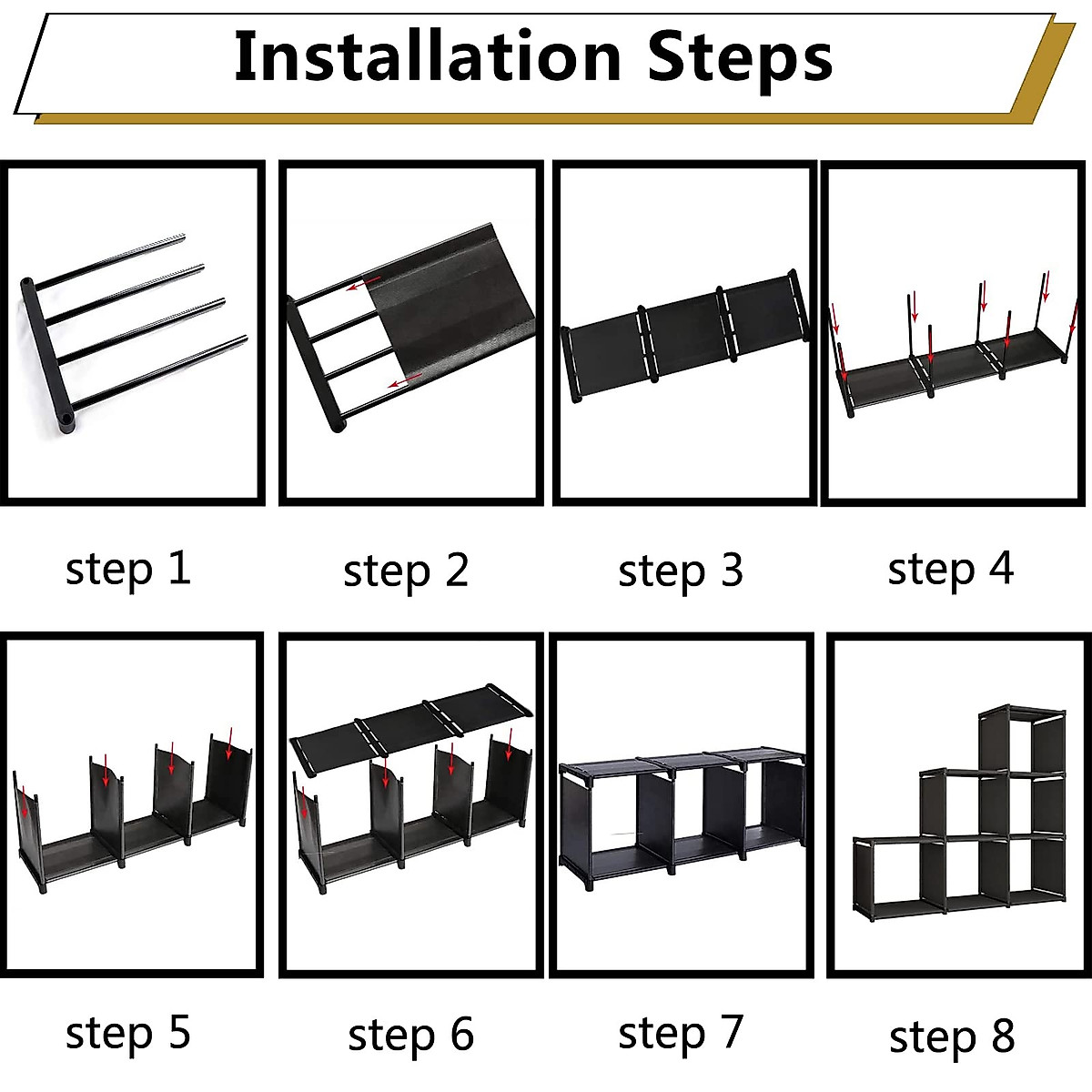 YIZAIJIA Bookcases Cube Storage 6-Cube Closet Organizer Storage Shelves Cubes Organizer DIY Plastic Closet Cabinet Modular Book Shelf Organizing Storage Shelving for Bedroom Living Room (Small, Black)