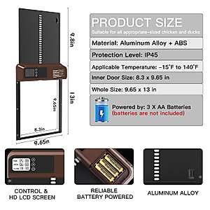 Issufel 2023 Upgraded Automatic Chicken Coop Door, Brown, Waterproof, Weatherproof, Durable, Protects Flock