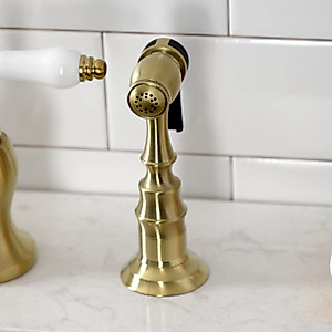 Kingston Brass KS7753PLBS English Country Bridge Kitchen Faucet, Antique Brass